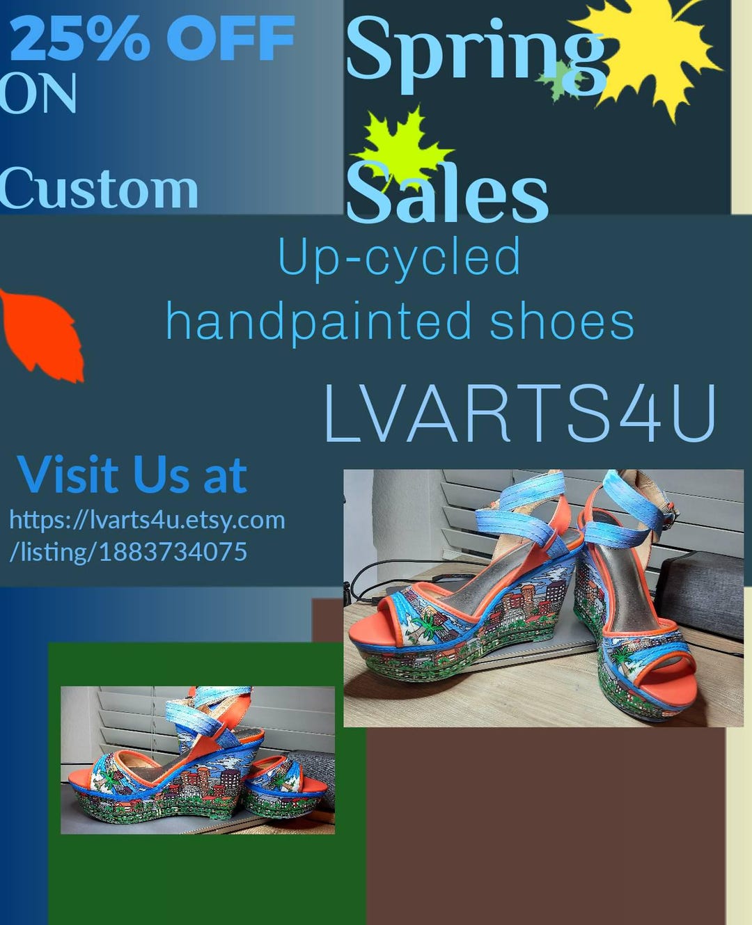 Custom Hand Painted Wedges Sandals for Spring - Etsy