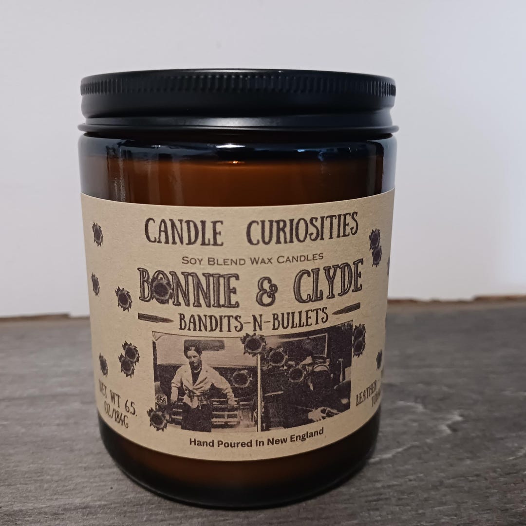 Bonnie and Clyde Candle, Leather Jacket, Tobacco + Tonka Scent, True ...