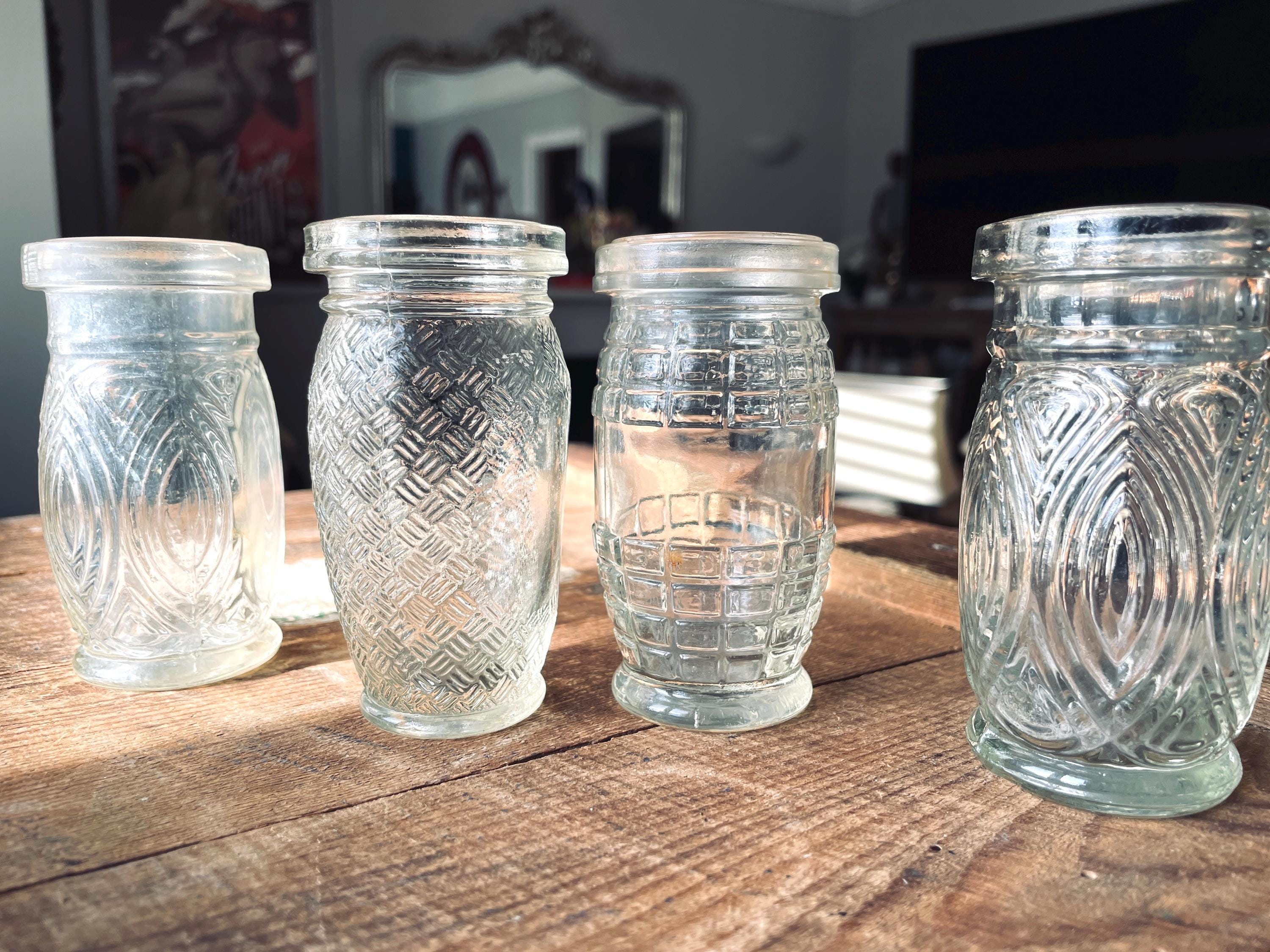 Set of Four Vintage Glass Barrel Jars - Etsy