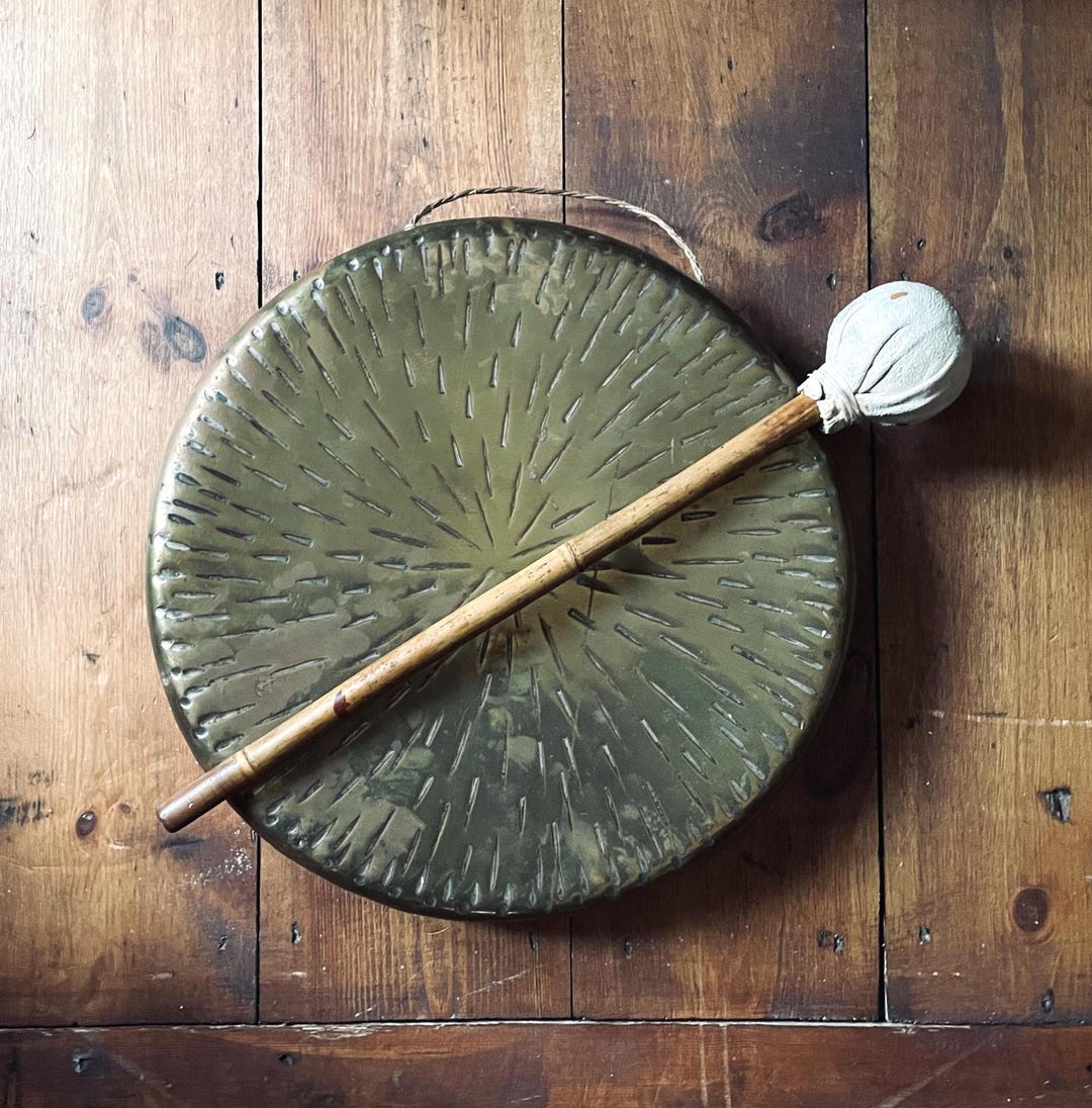 Antique Brass Gong 35cm/14in (approximate Diameter) With Gavel - Etsy
