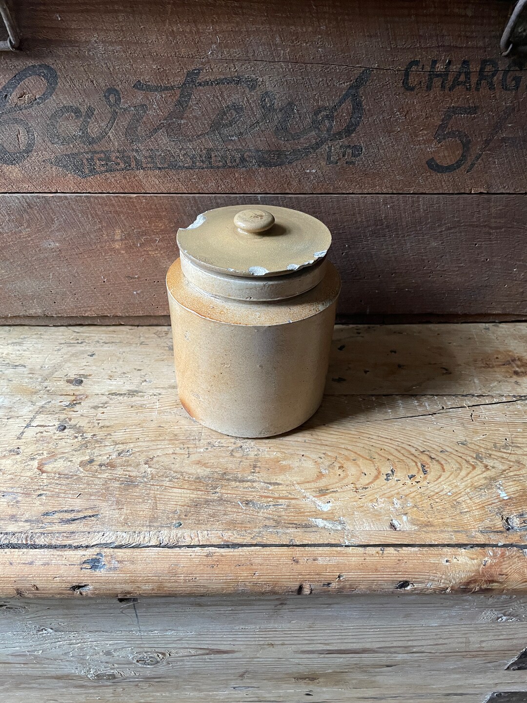 Antique Stoneware Salt Pot/crock With Lid, 1920s - Etsy