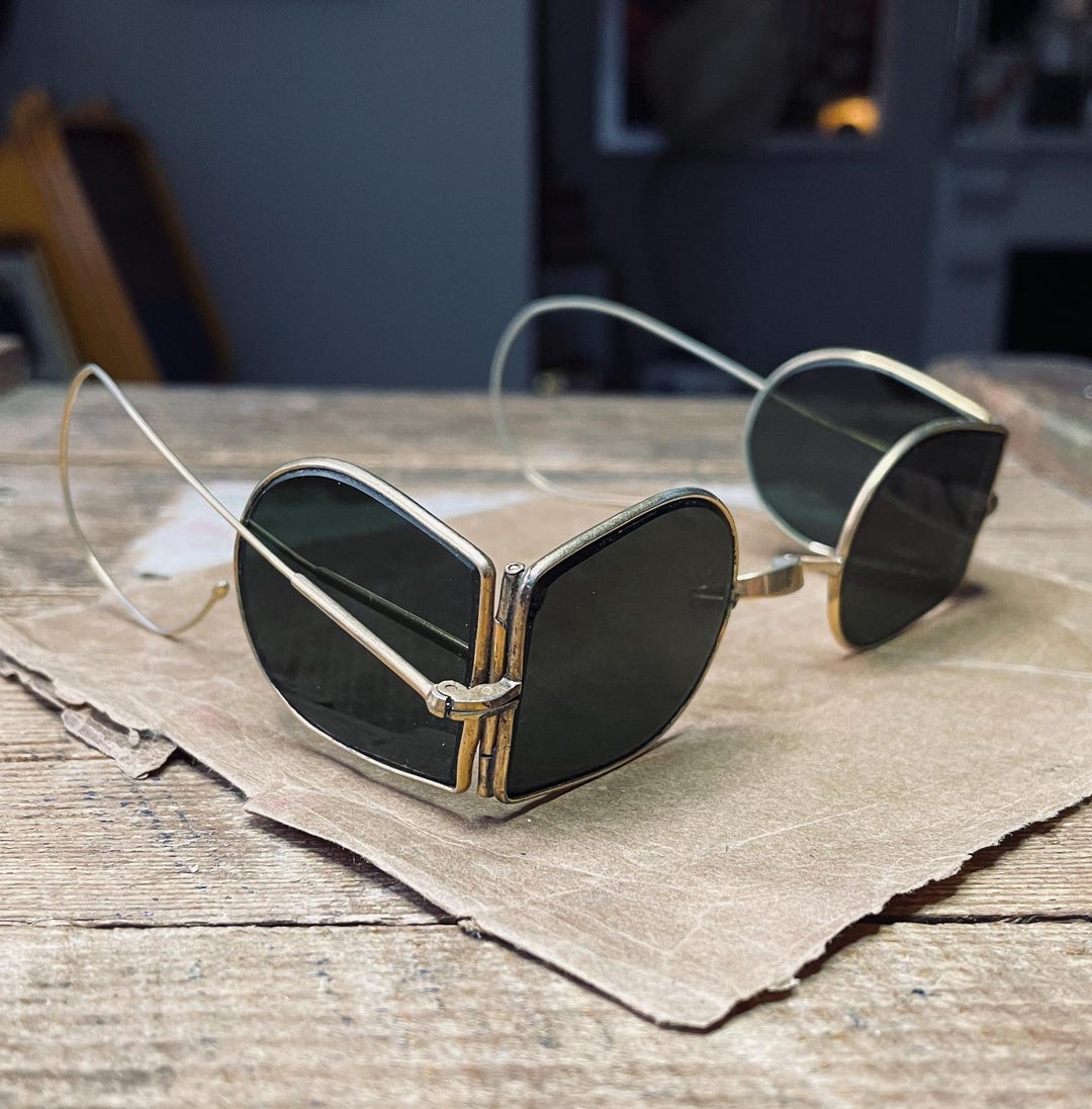 Victorian Green Lens Railway Spectacles/sunglasses, Double D, Foldable ...