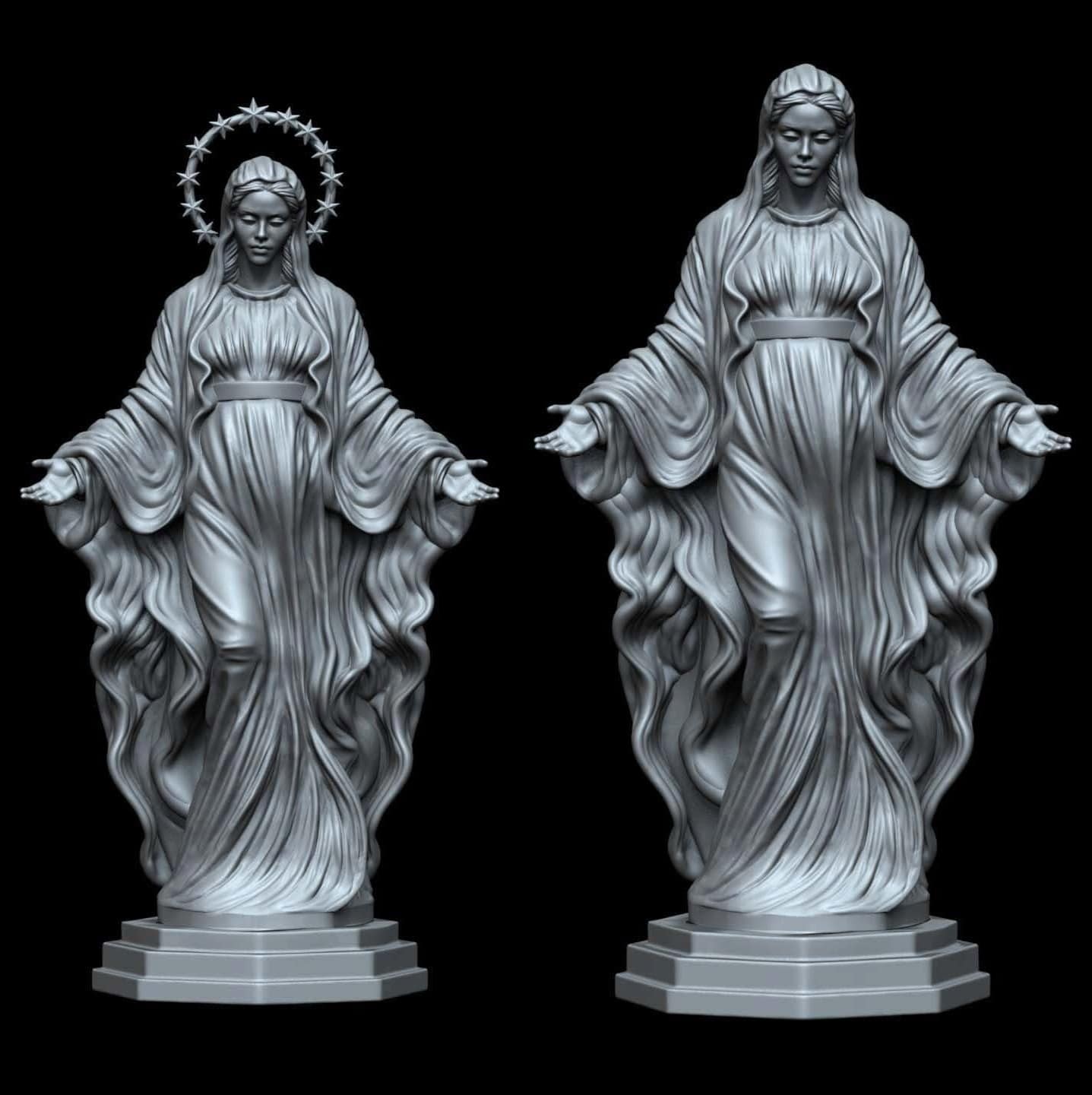 Virgin Mary 3D Figure Mother of Jesus Statuette Holy Maria Sculpture ...
