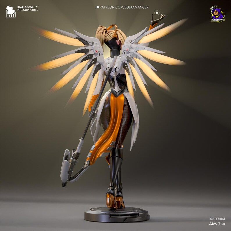 Mercy 3D Figure, Guardian Angel Statue, Gamer Gift Ideas, 3D Printed ...