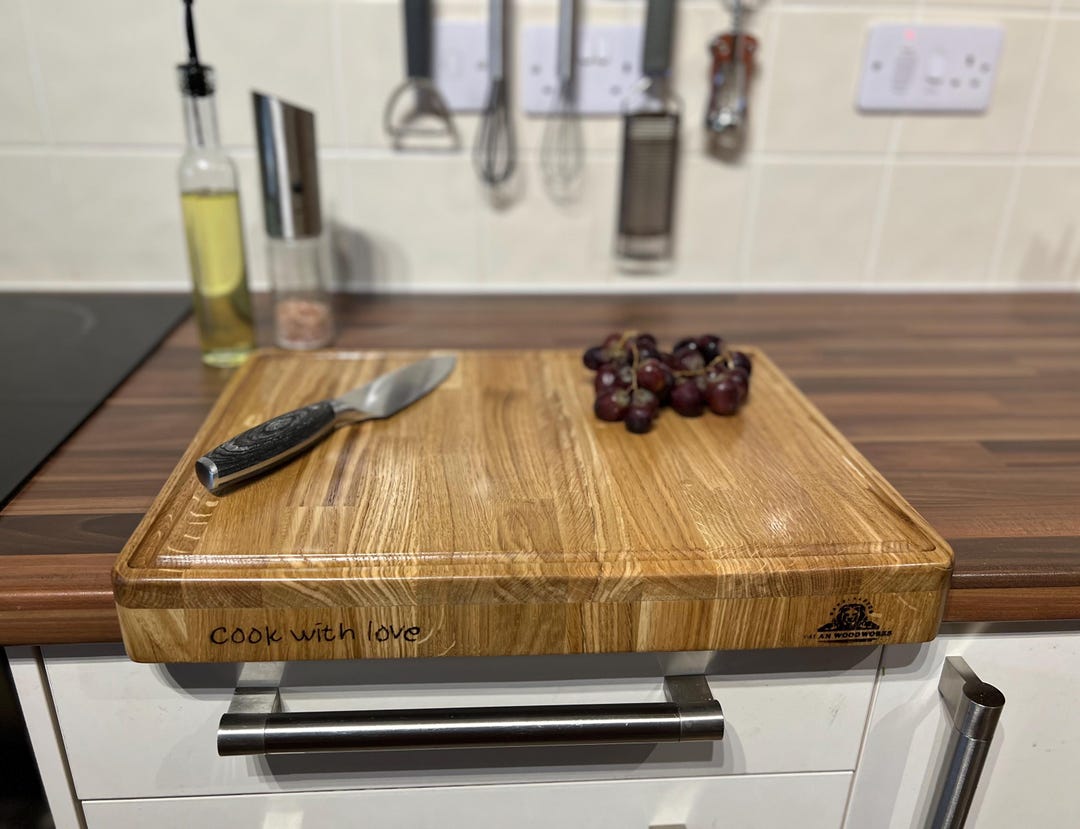 Handcrafted Oak Wood Chopping Board With Corner Edge and Personalised ...