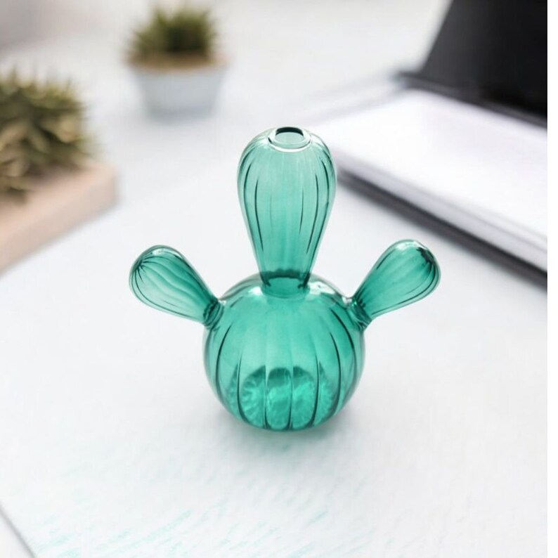 Set of 3 Glass Vases, Cactus Glass Vase, Cactus Home Decor, Glass Nordic Vase, Creative Flower ...