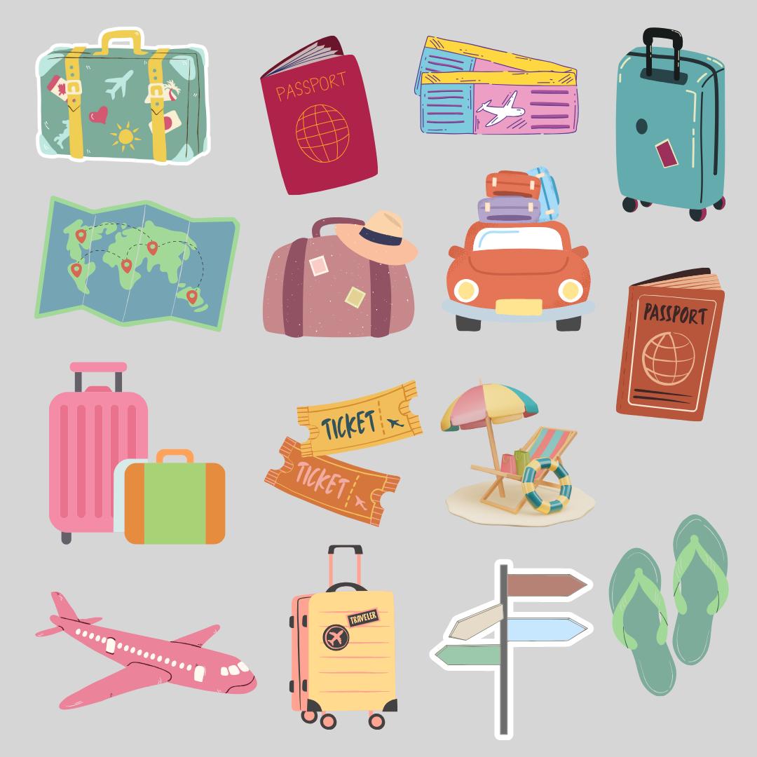 107 Travel Stickers PNG Travel Clipart Travel Illustration Instant ...