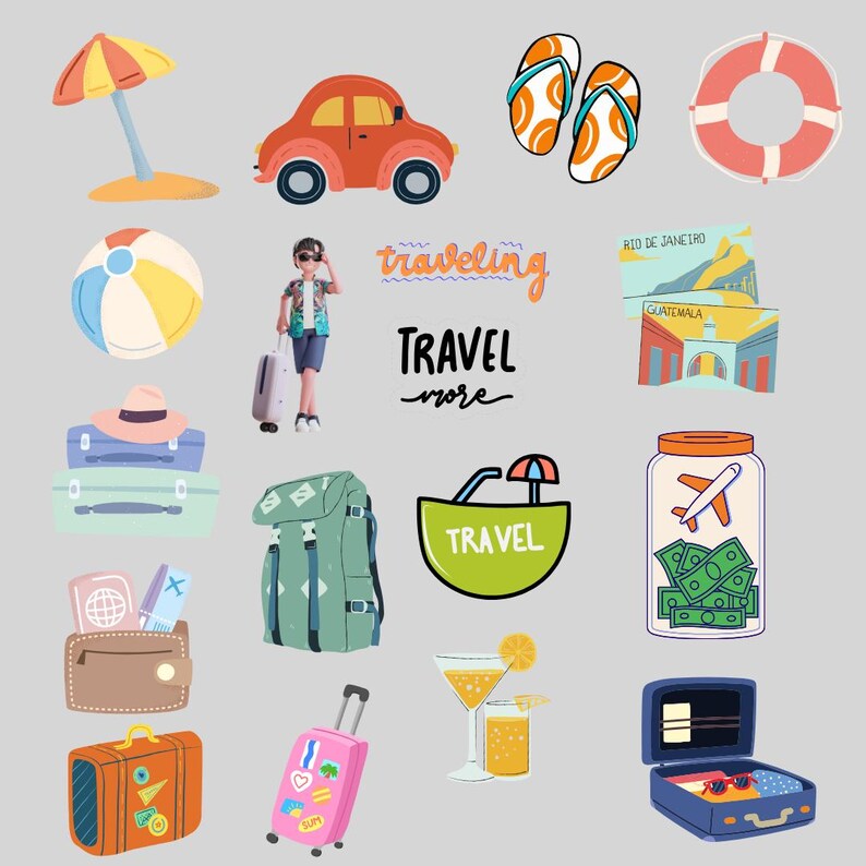 107 Travel Stickers PNG Travel Clipart Travel Illustration Instant ...