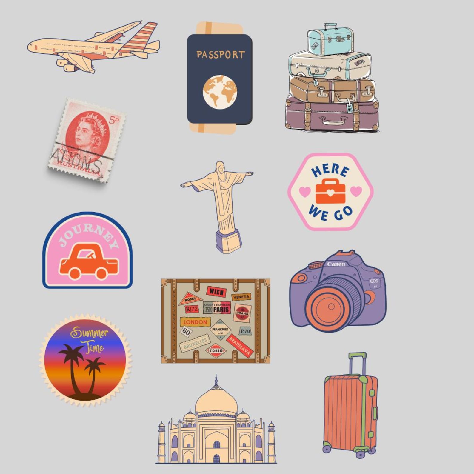 107 Travel Stickers PNG Travel Clipart Travel Illustration Instant ...