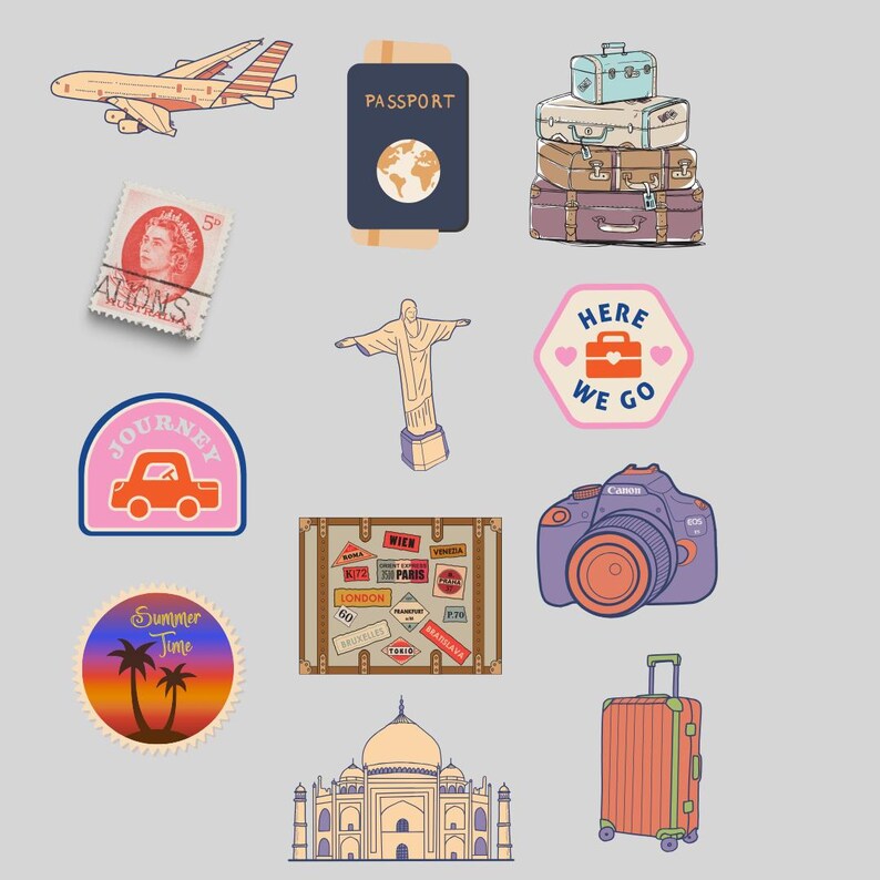 107 Travel Stickers PNG Travel Clipart Travel Illustration Instant ...