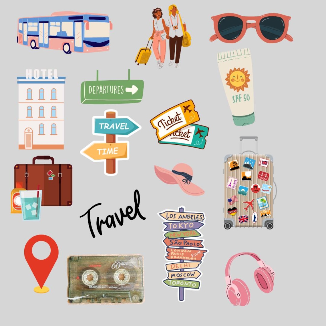 107 Travel Stickers PNG Travel Clipart Travel Illustration Instant ...