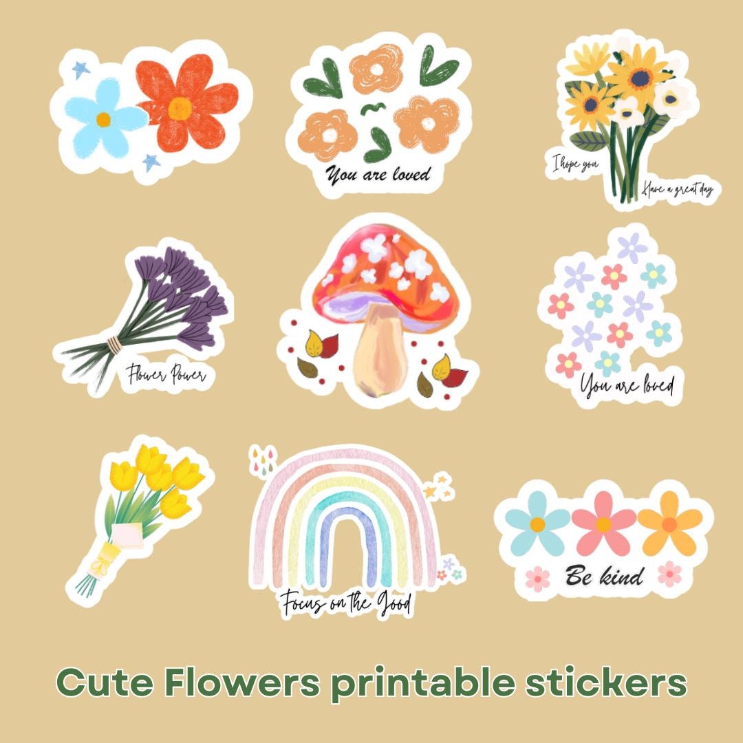 Cute Floral Printable Stickers PNG Inspirational Sticker Motivational ...