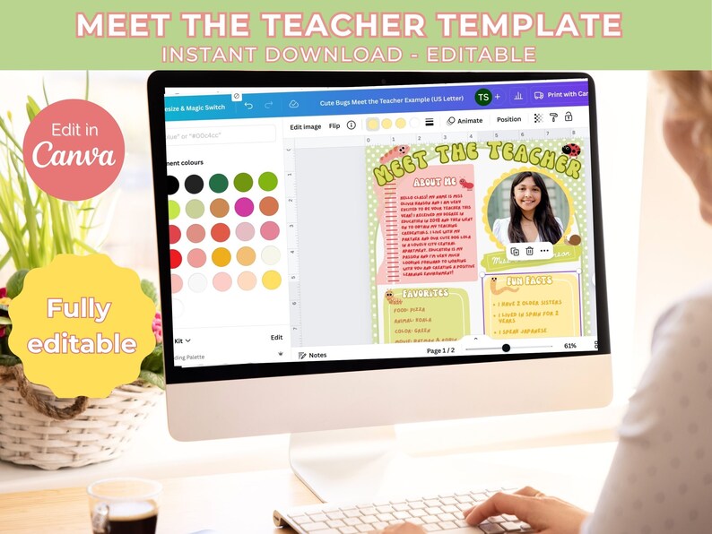 Meet the Teacher Printable Template, Classroom Intro, Canva Editable ...
