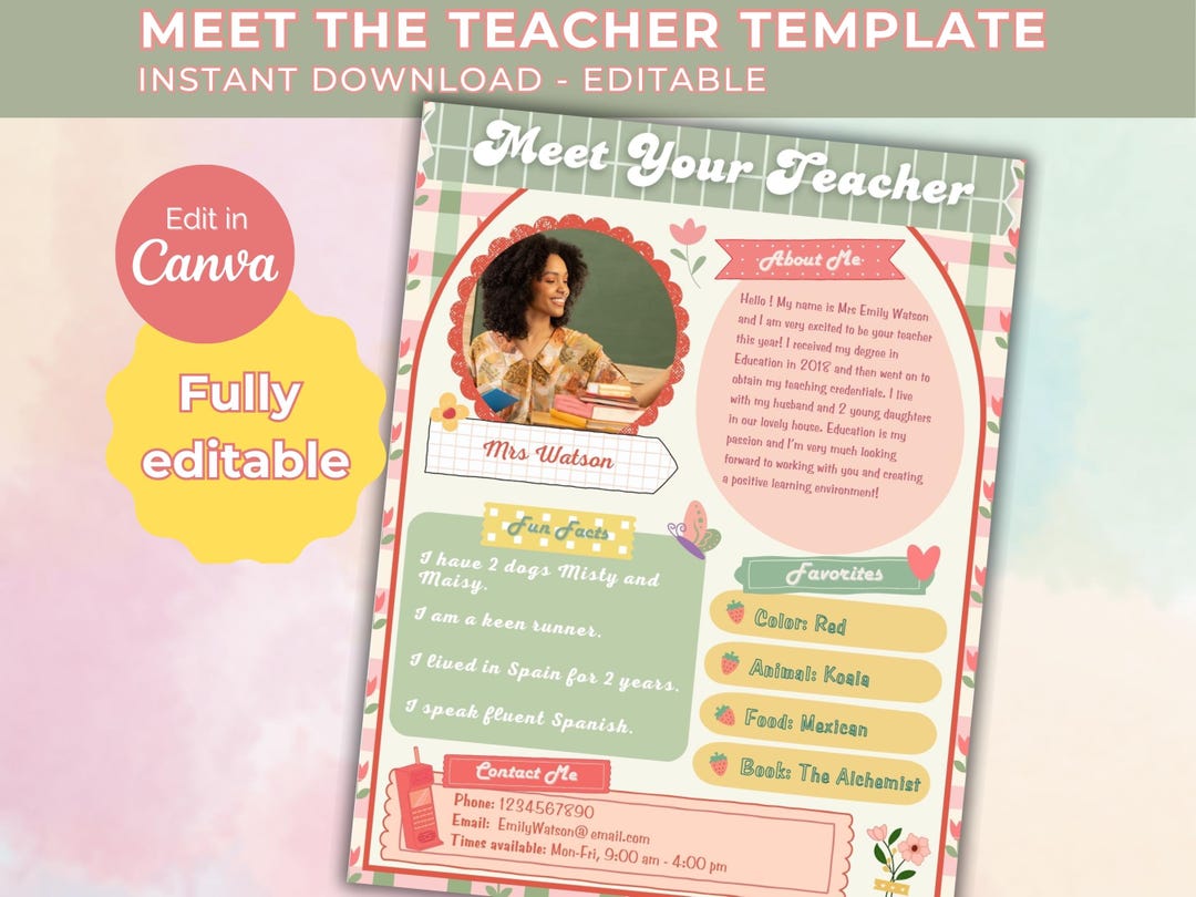 Retro Meet the Teacher Template: Editable Back to School Flyer (canva ...