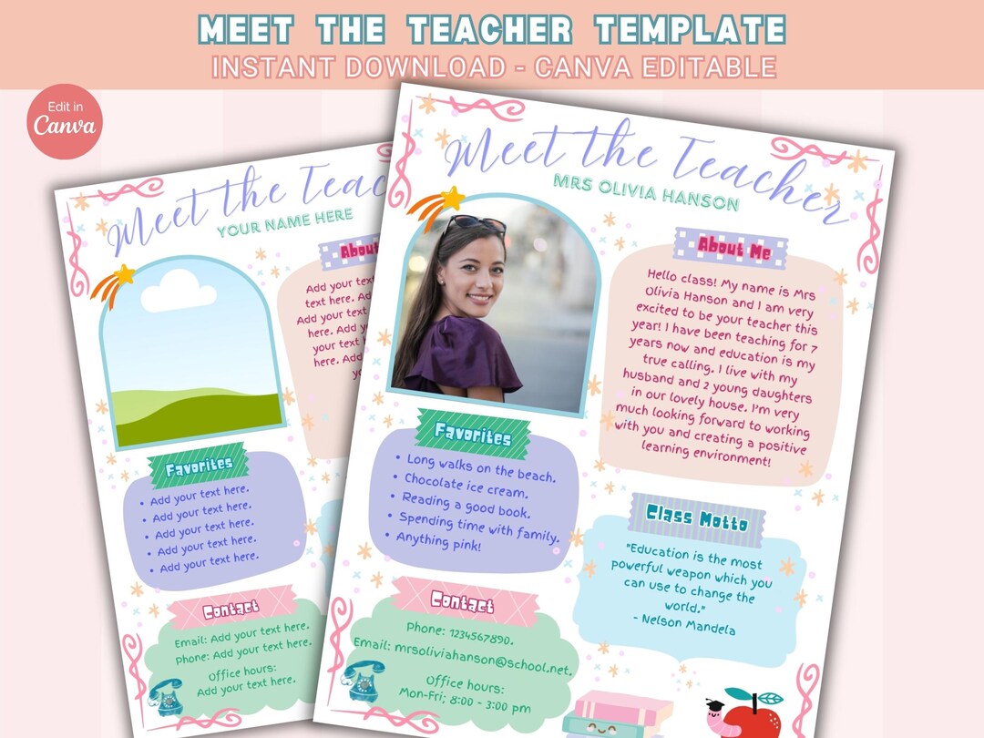 Editable Meet the Teacher Template: Pastel Classroom Decor (canva ...