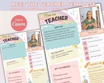Meet the Teacher Printable Template, Classroom Intro, Canva Editable ...
