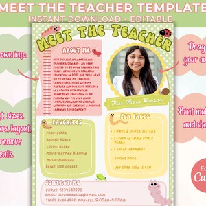 Meet the Teacher Printable Template, Classroom Intro, Canva Editable ...