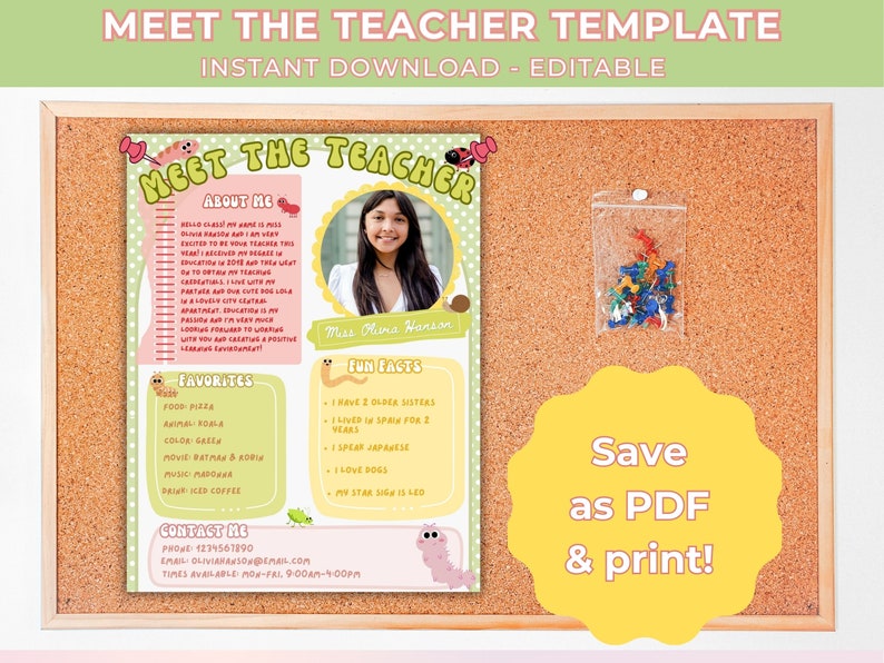 Meet the Teacher Printable Template, Classroom Intro, Canva Editable ...