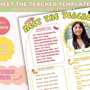 Meet the Teacher Printable Template, Classroom Intro, Canva Editable ...