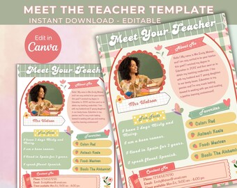 Meet the Teacher Printable Template, Classroom Intro, Canva Editable ...