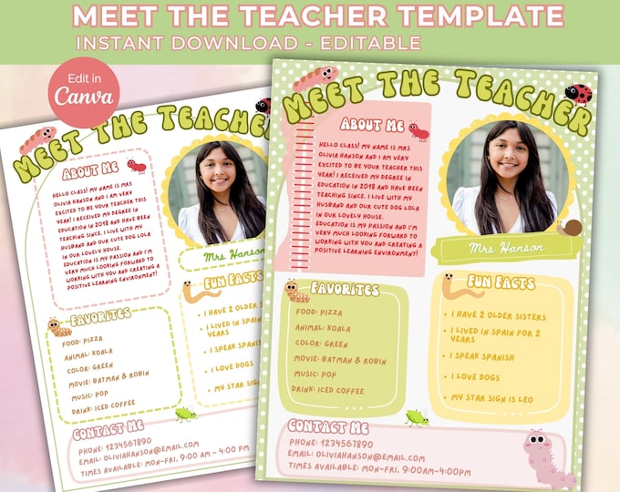 Editable Meet the Teacher Template: Back to School Introduction (canva ...