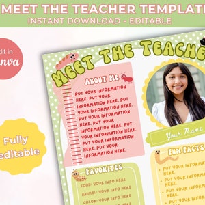 Meet the Teacher Printable Template, Classroom Intro, Canva Editable ...