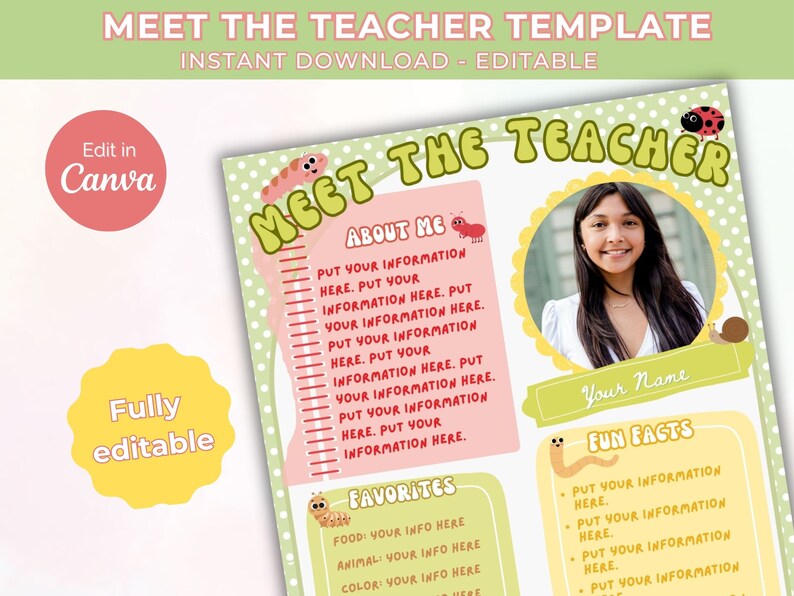 Meet the Teacher Printable Template, Classroom Intro, Canva Editable ...
