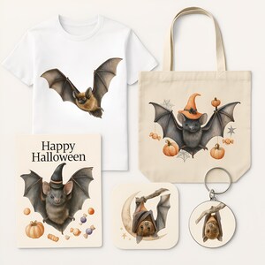 Watercolor Halloween Bat Clipart Bundle: 25 Flying Pngs (digital ...