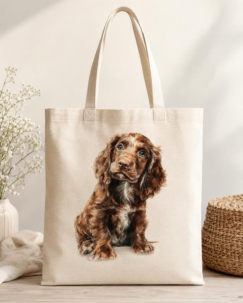Brown Spaniel Puppy Clipart Bundle, 16 PNG Watercolor Dog Illustrations ...