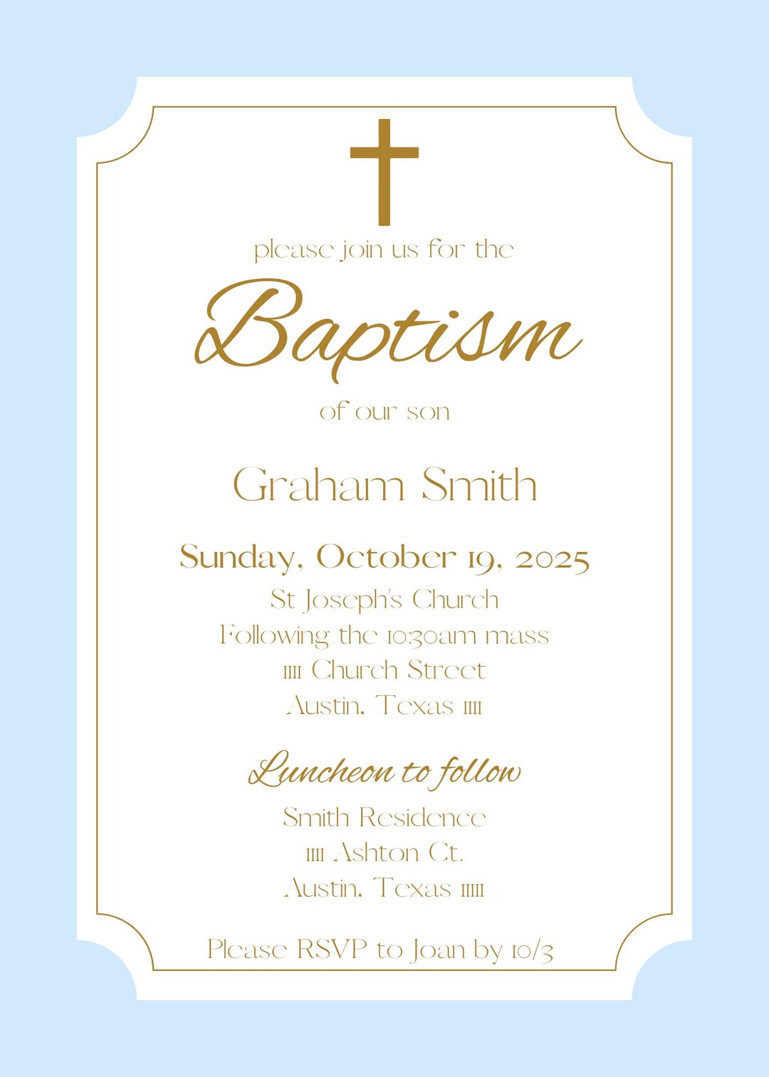 Baptism Invitation Template - Etsy