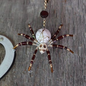House Blessing Spider | Garnet | Small | Large Hoop W/ Chain Stone - Etsy