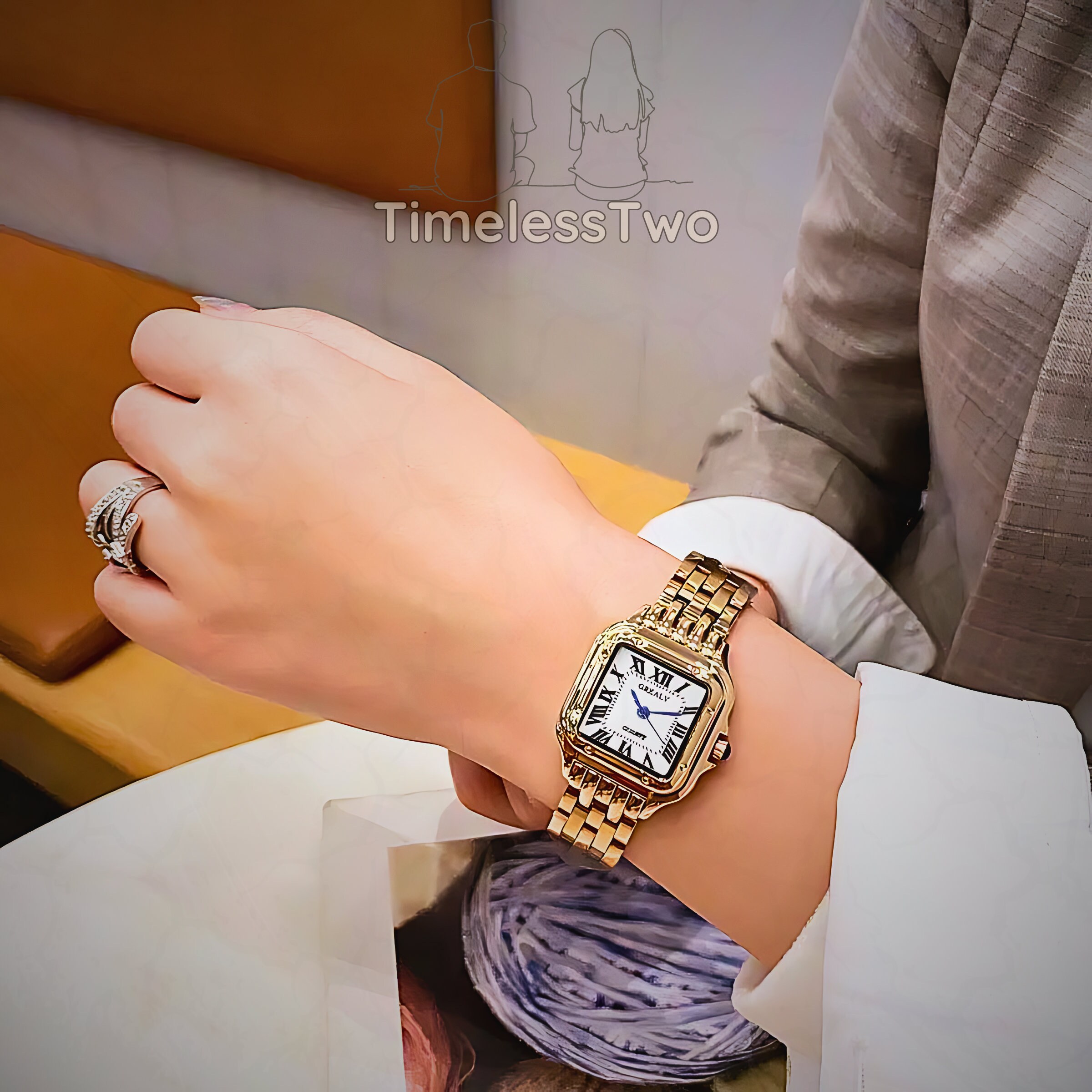 Luxurious Watch Gold Square Watch Women's Jewellery Vintage Stylish ...