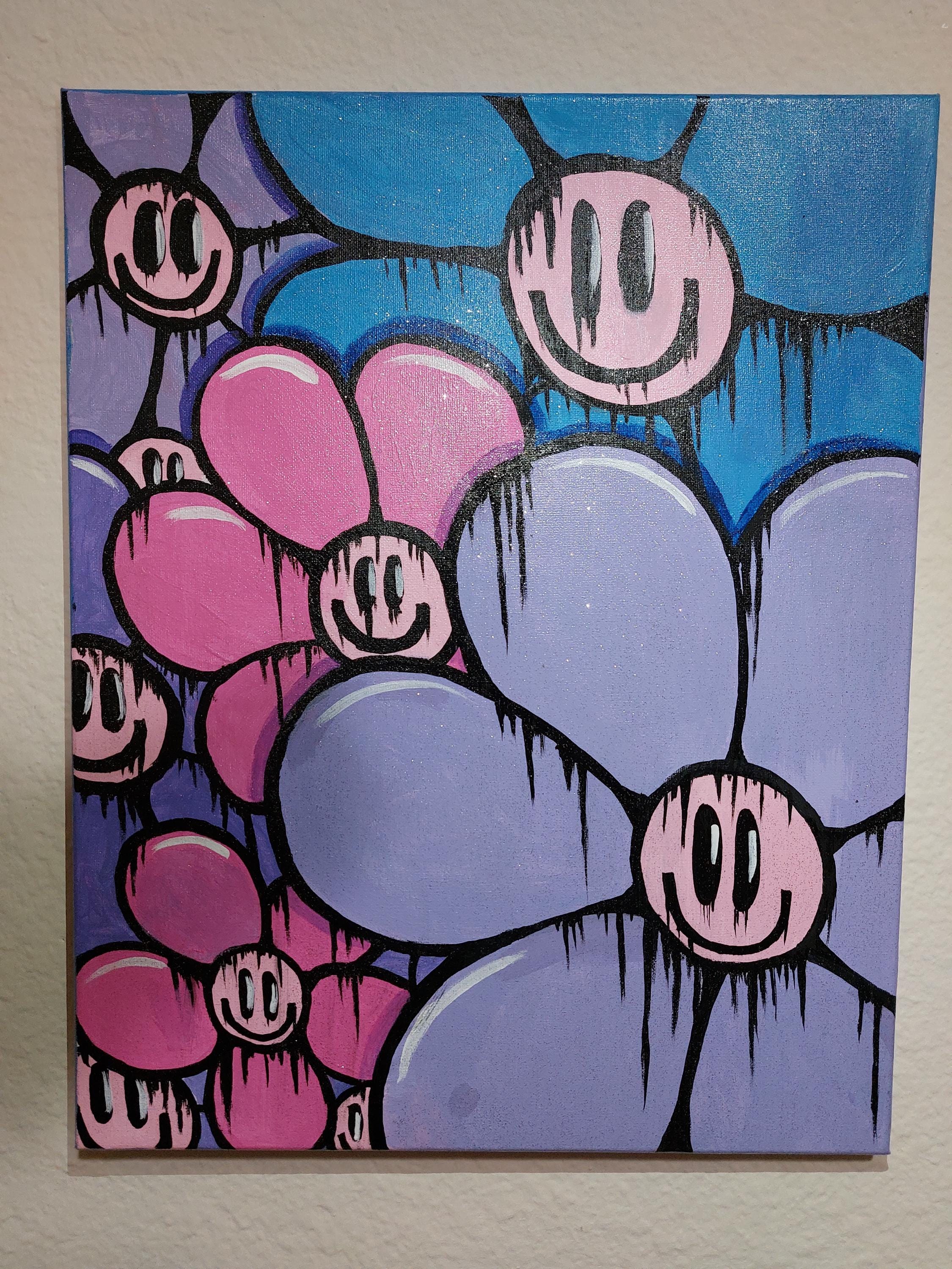 Smiles Flower Art Graffiti Style Canvas 16x20 - Etsy