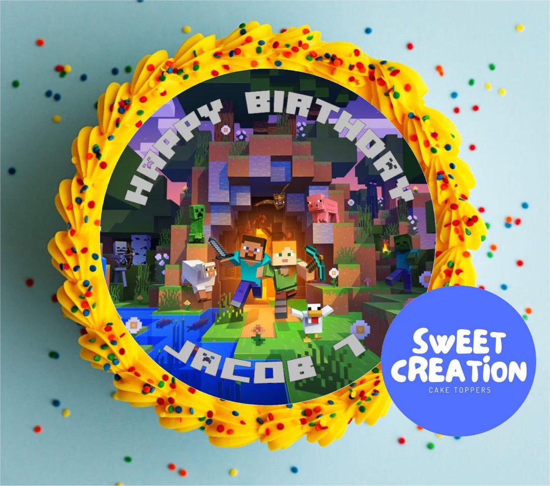 Minecraft Personalised Icing Cake Topper - Etsy