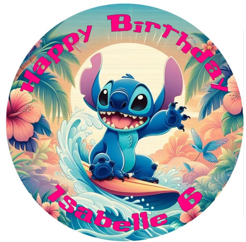 Stitch Personalised Icing Cake Topper - Etsy
