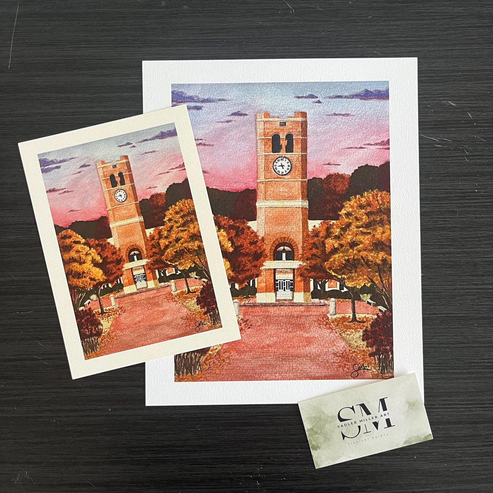 WCU Clocktower Watercolor Print, Western Carolina University Painting ...
