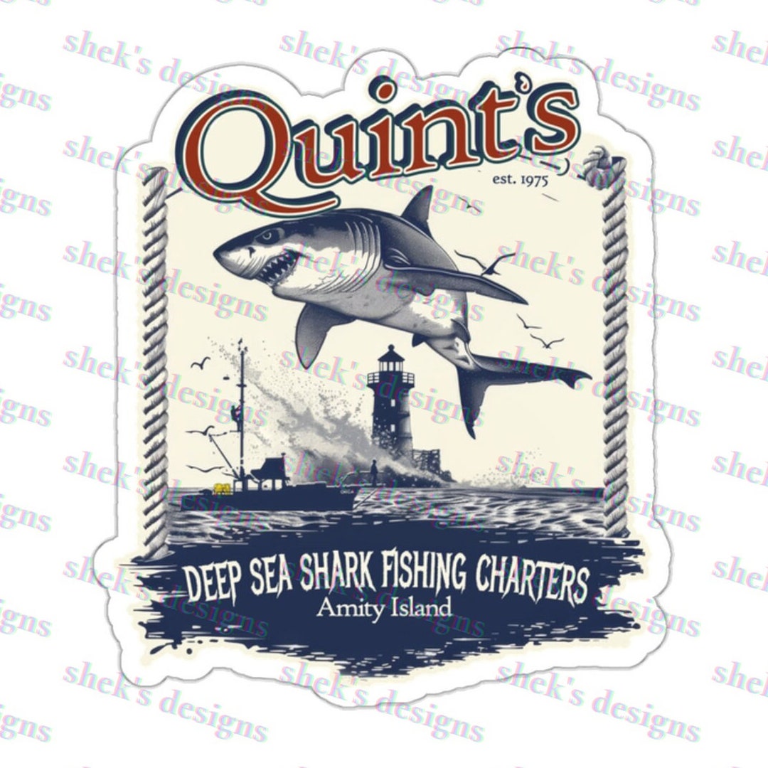 Quint's Shark Fishing Kiss-cut Stickers, Gift for Him, Jaws, Present ...