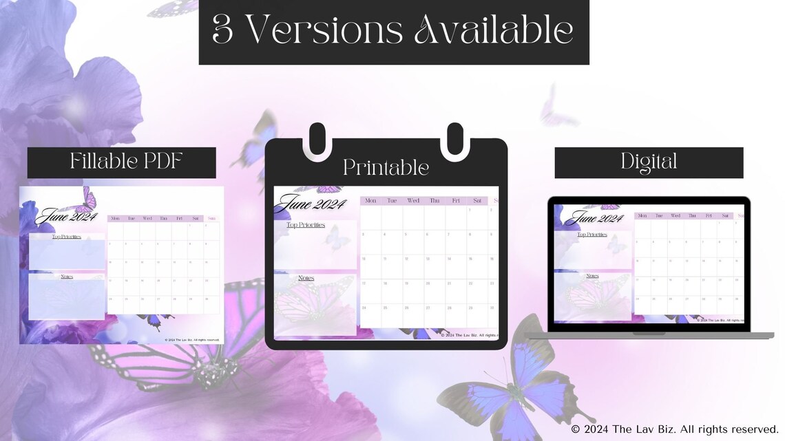 Feel the Butterflies - 6months Calendar - June 2024 to December 2024 ...