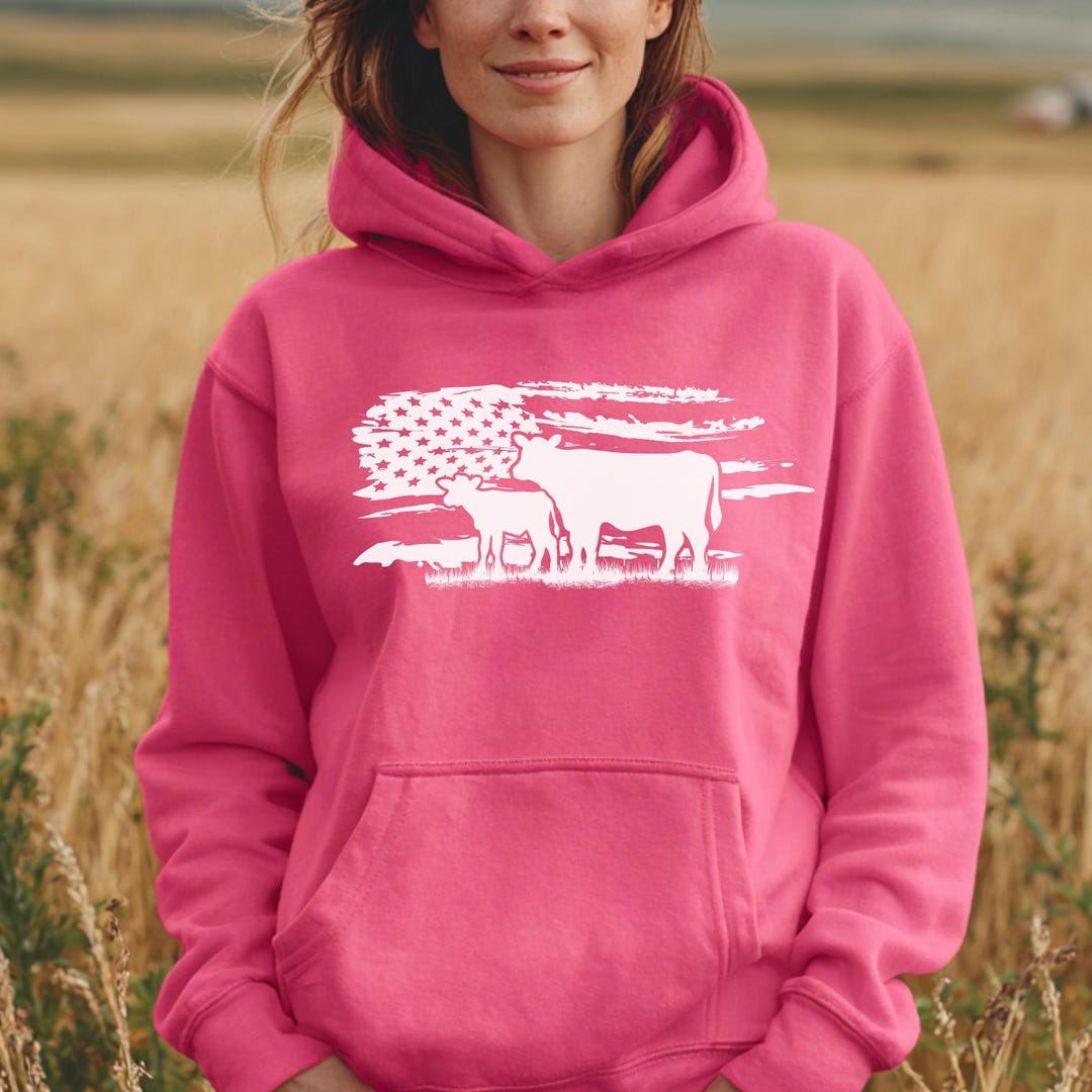 USA Cow Farm Hoodie, Farm Cow Hoodie, Farmer Cow Hoodie, Farm Animal ...