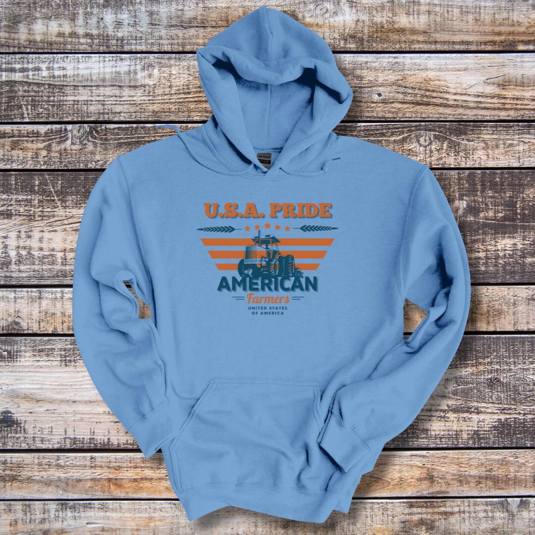 Farmer Hoodie, USA Pride American Farmers Tractor Long-sleeve Hoodie ...