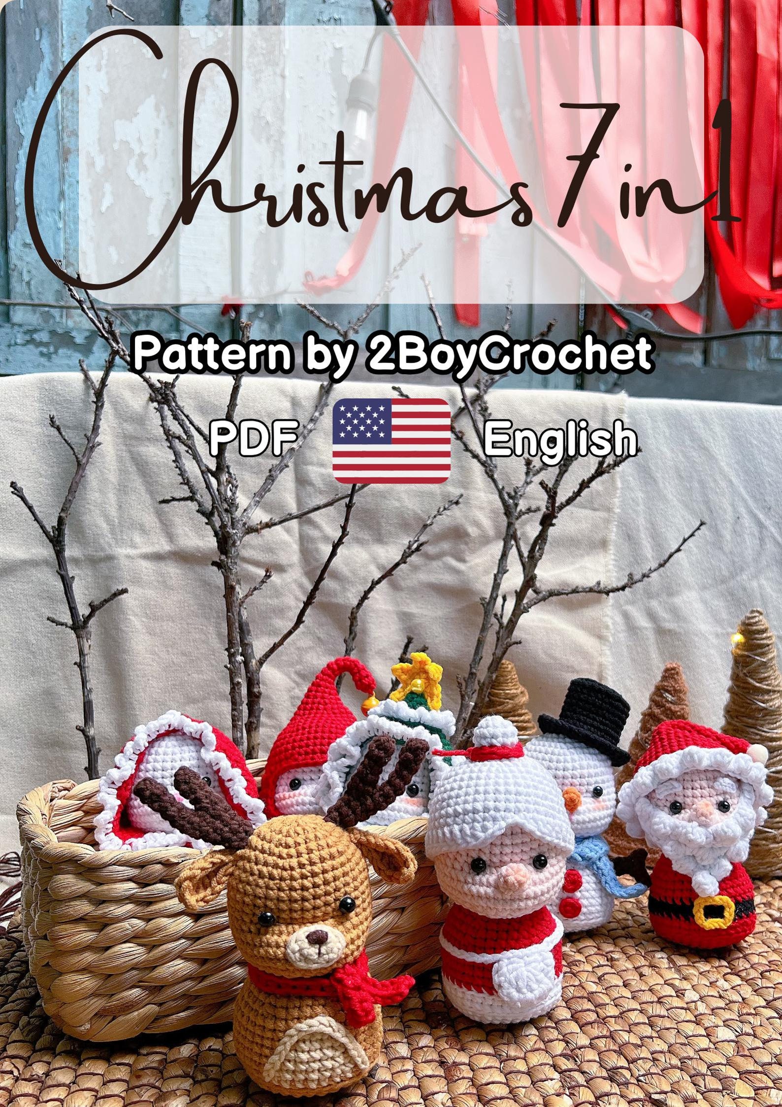 Crochet Christmas Decor Pattern: 7-in-1 Santa, Reindeer, Elves (PDF ...