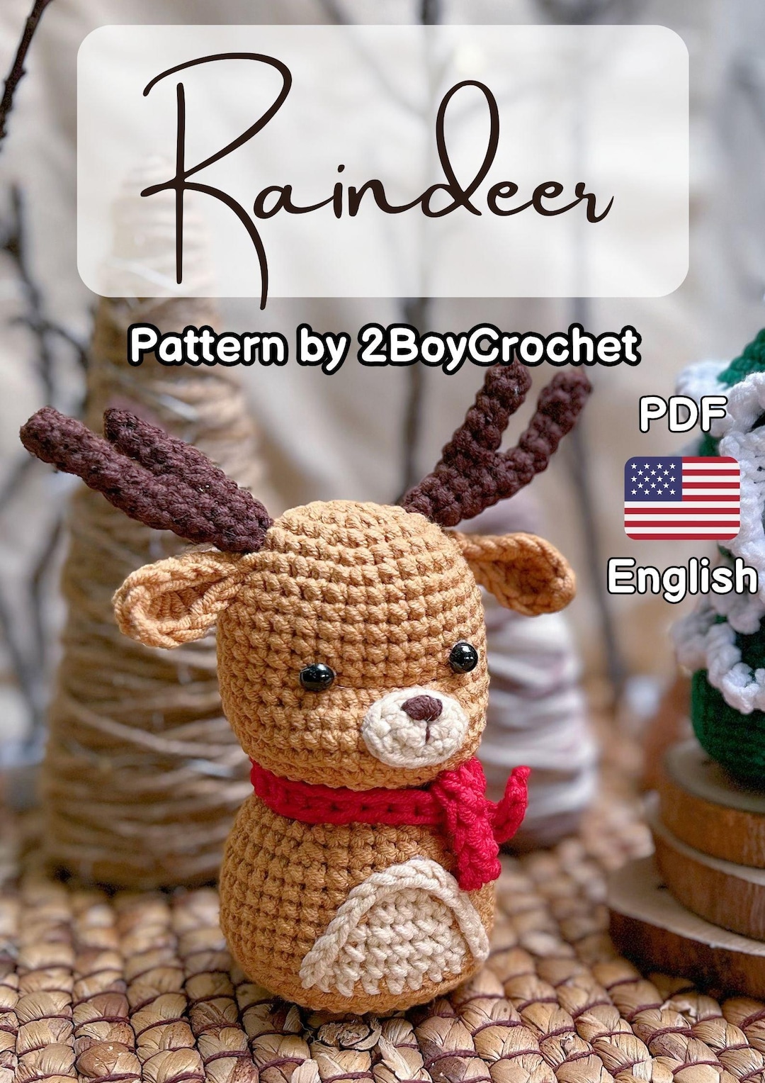Crochet Pattern Christmas Amigurumi Raindeer Pattern, Raindee Pattern ...