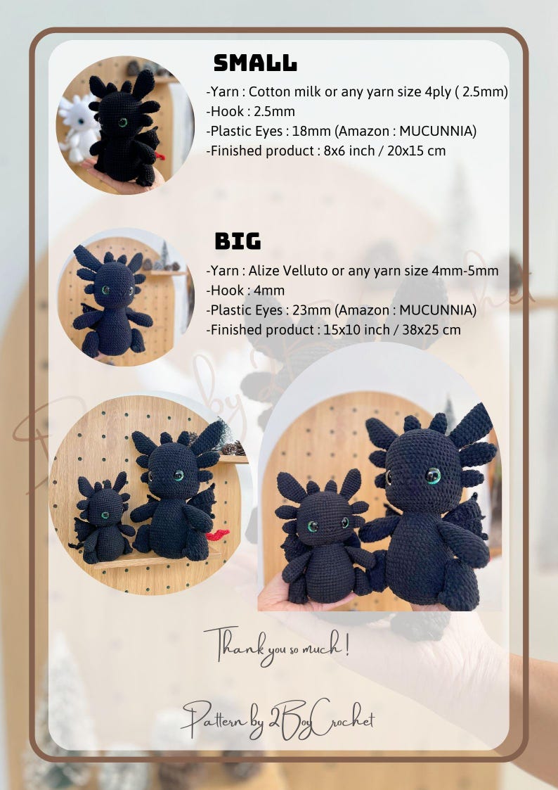 Night and Light Dragon Crochet Pattern PDF - Dragon Amigurumi (digital ...