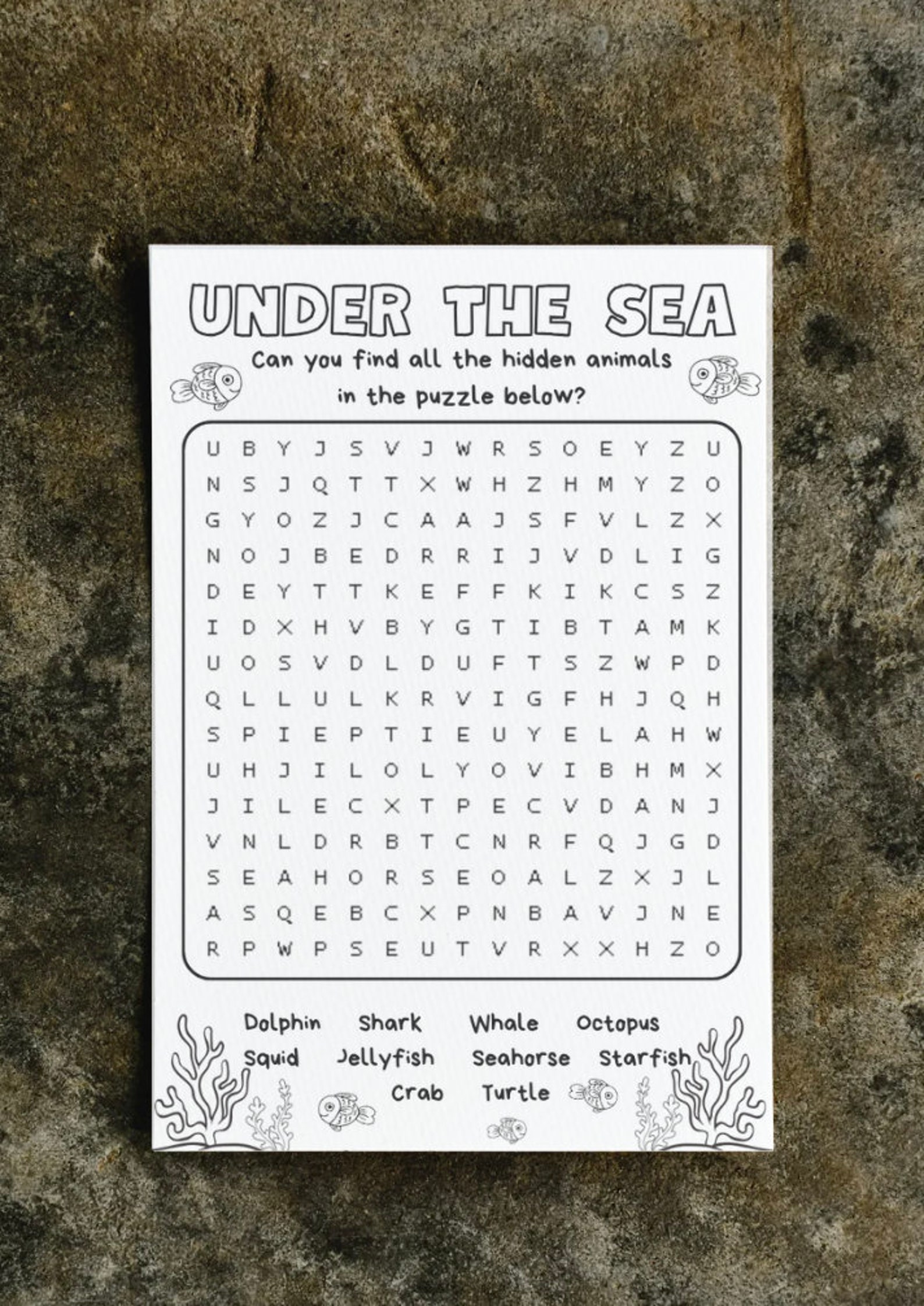 Under the Sea Kids Wordsearch Puzzle: Kids Colouring and Literacy ...