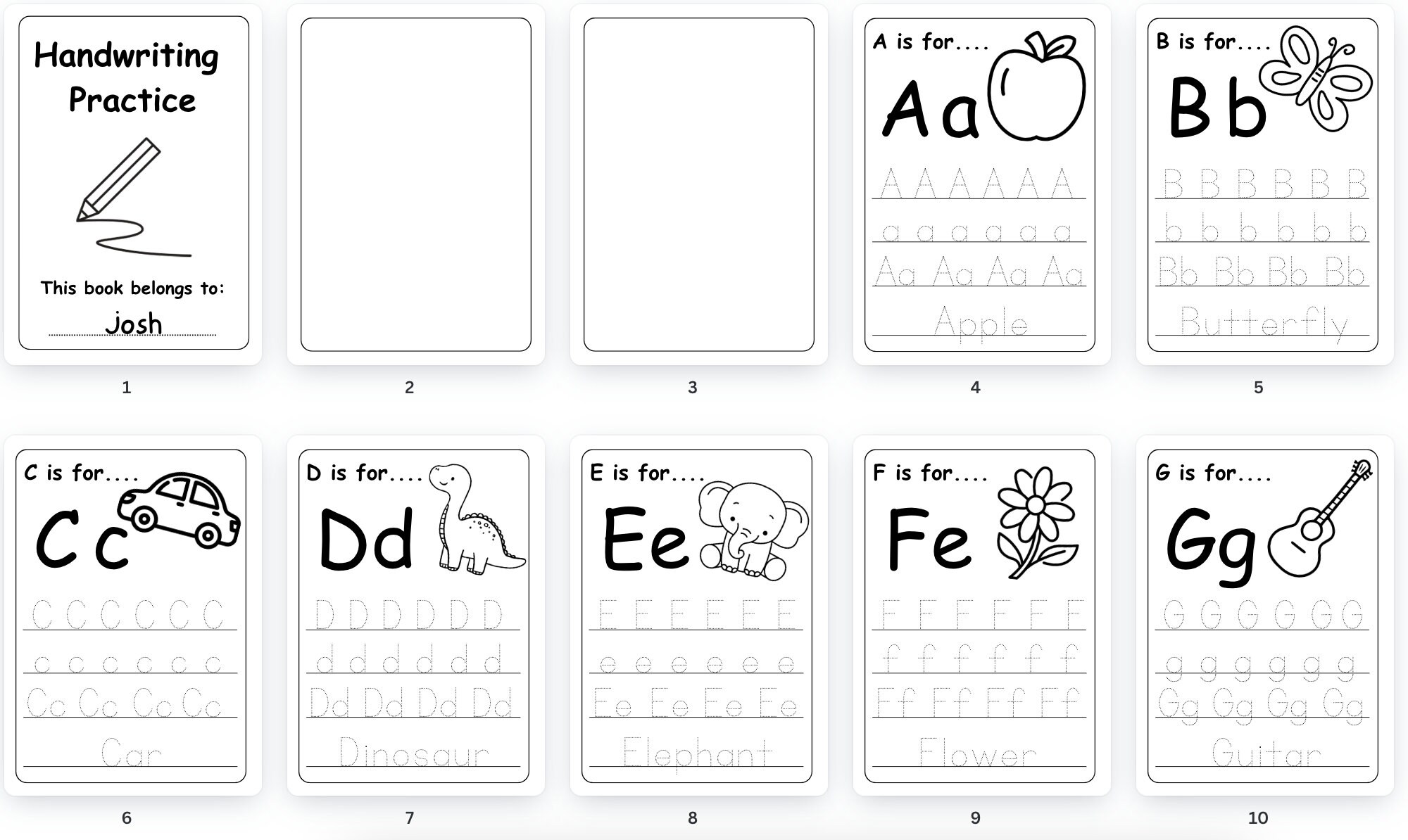 Handwriting Practice Alphabet Worksheet - Etsy