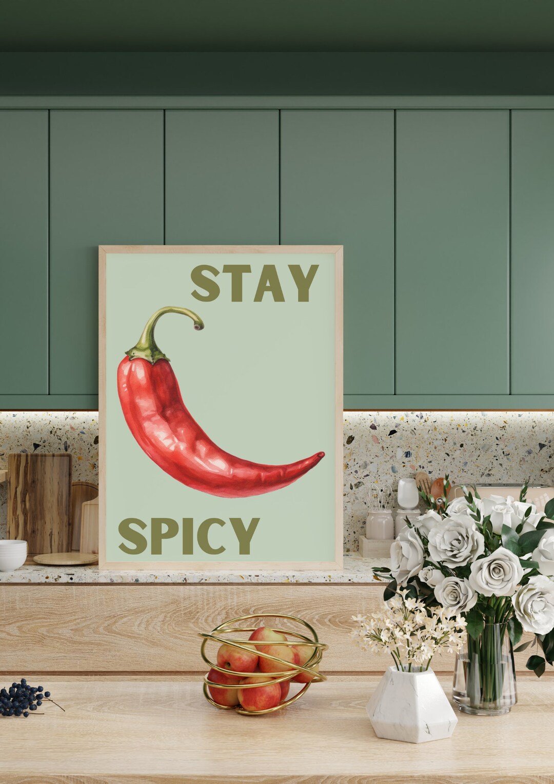 Stay Spicy Digital Art Print: Kitchen Decor,hot Chilli Prints,chilli ...