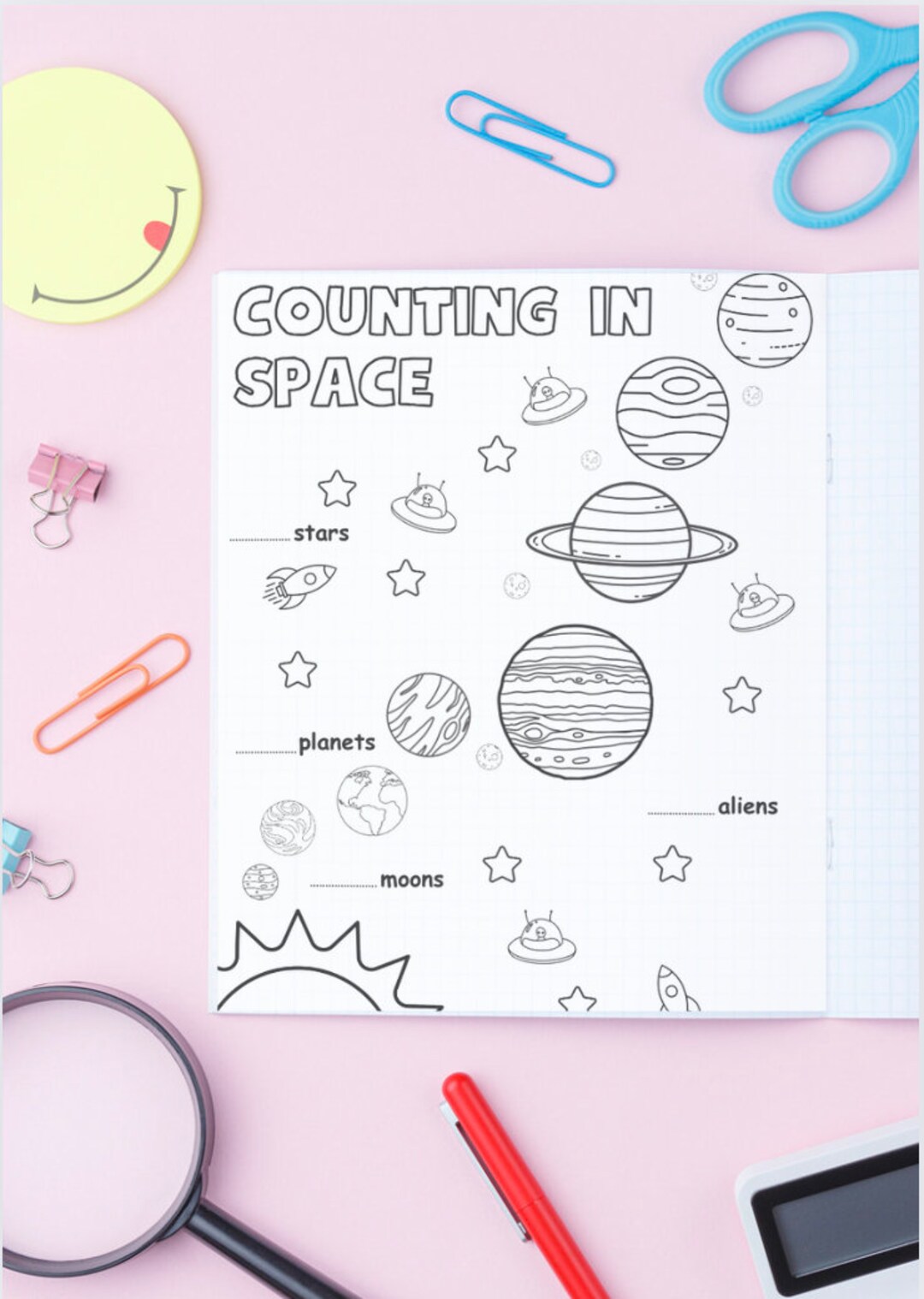 Counting in Space: Kids Colouring and Counting Learning Resource for ...