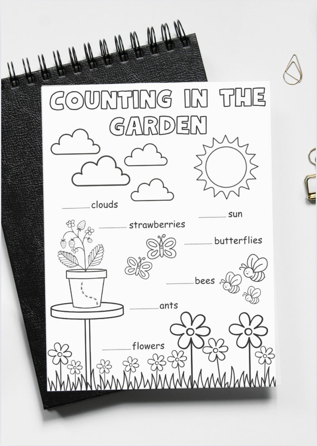 Counting in the Garden: Kids Colouring and Counting Learning Resource ...