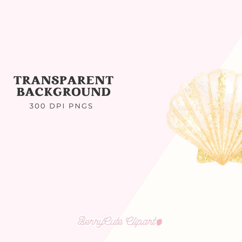 Gold Seashell Clipart Pack, Iridescent Beige Mermaid Shells Png ...