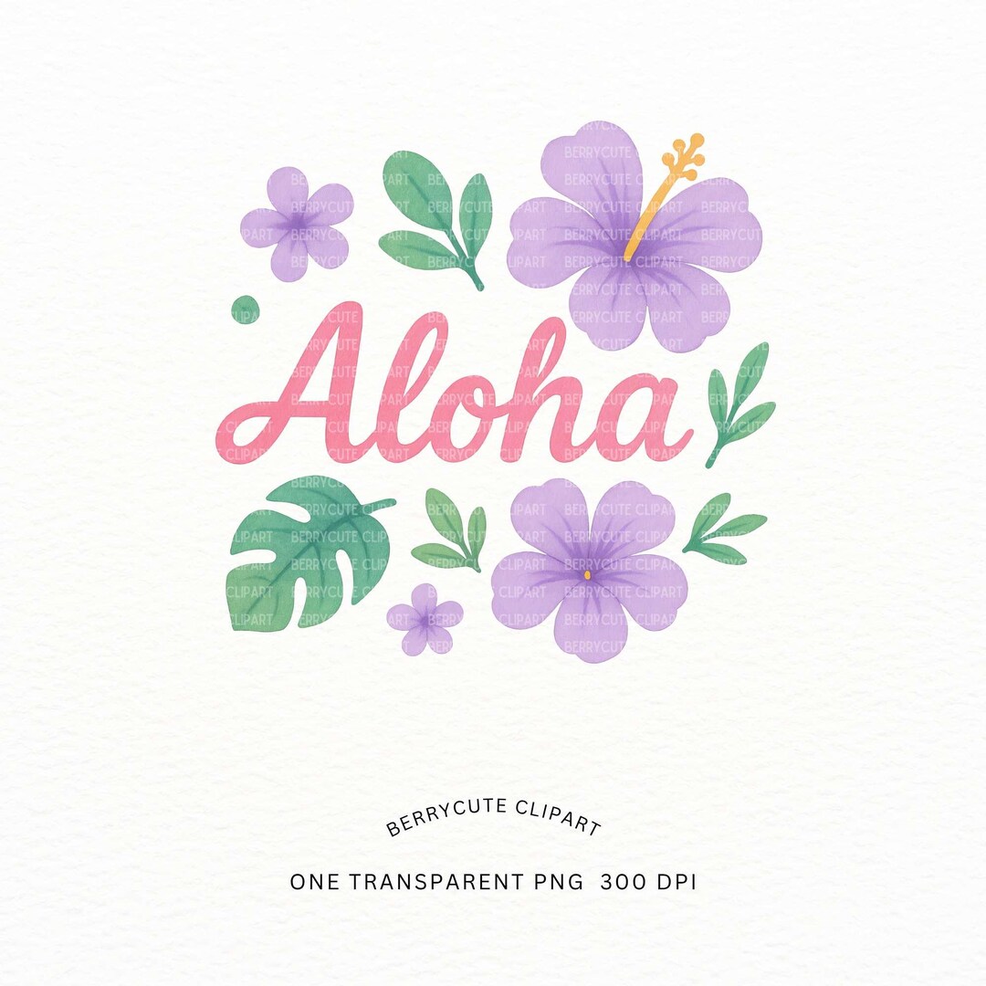 Aloha Clipart, Tropical Clipart, Hawaii Sublimation, Luau Clipart ...